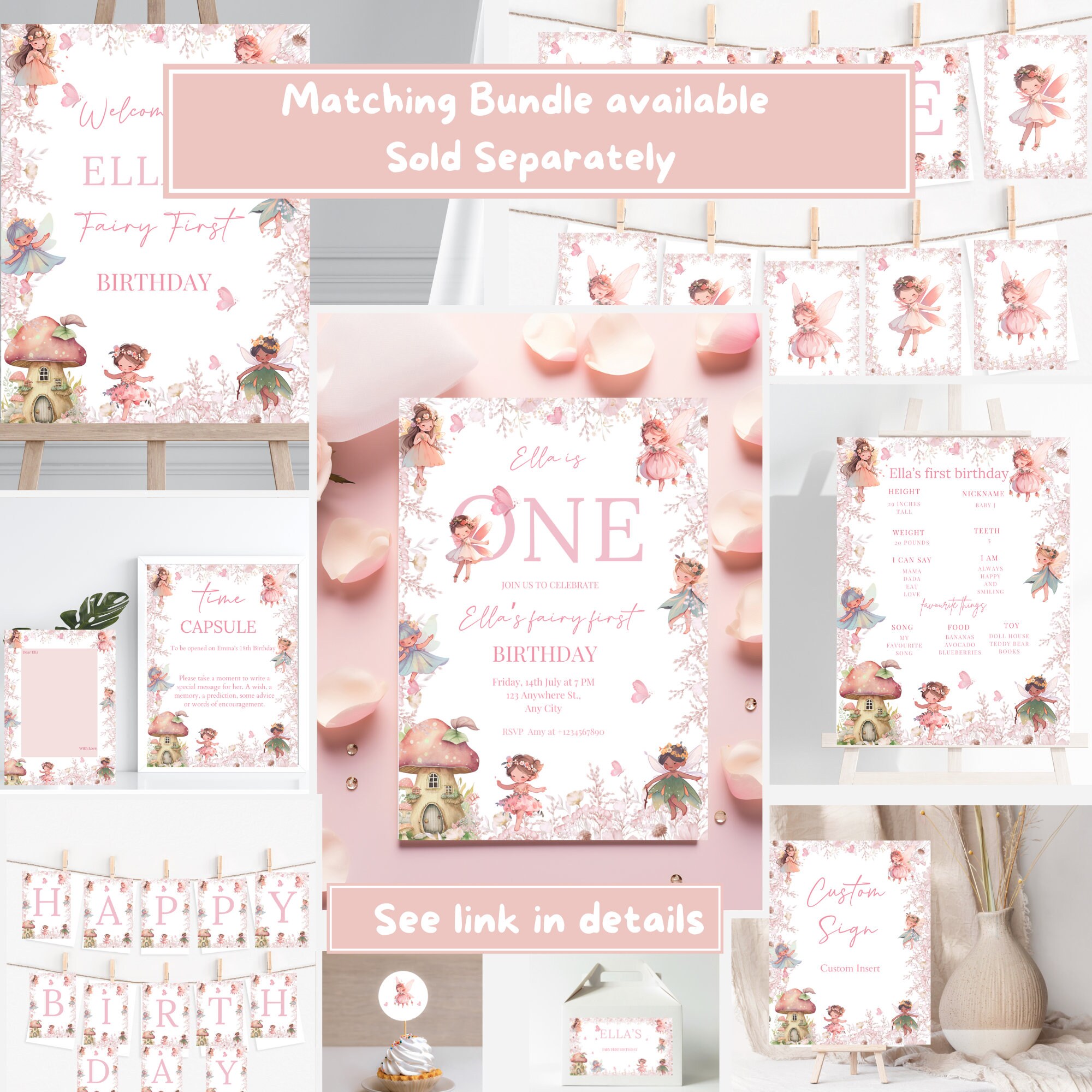 Editable Fairy Birthday Guest Name Labels Wildflower Garden Fairy ...