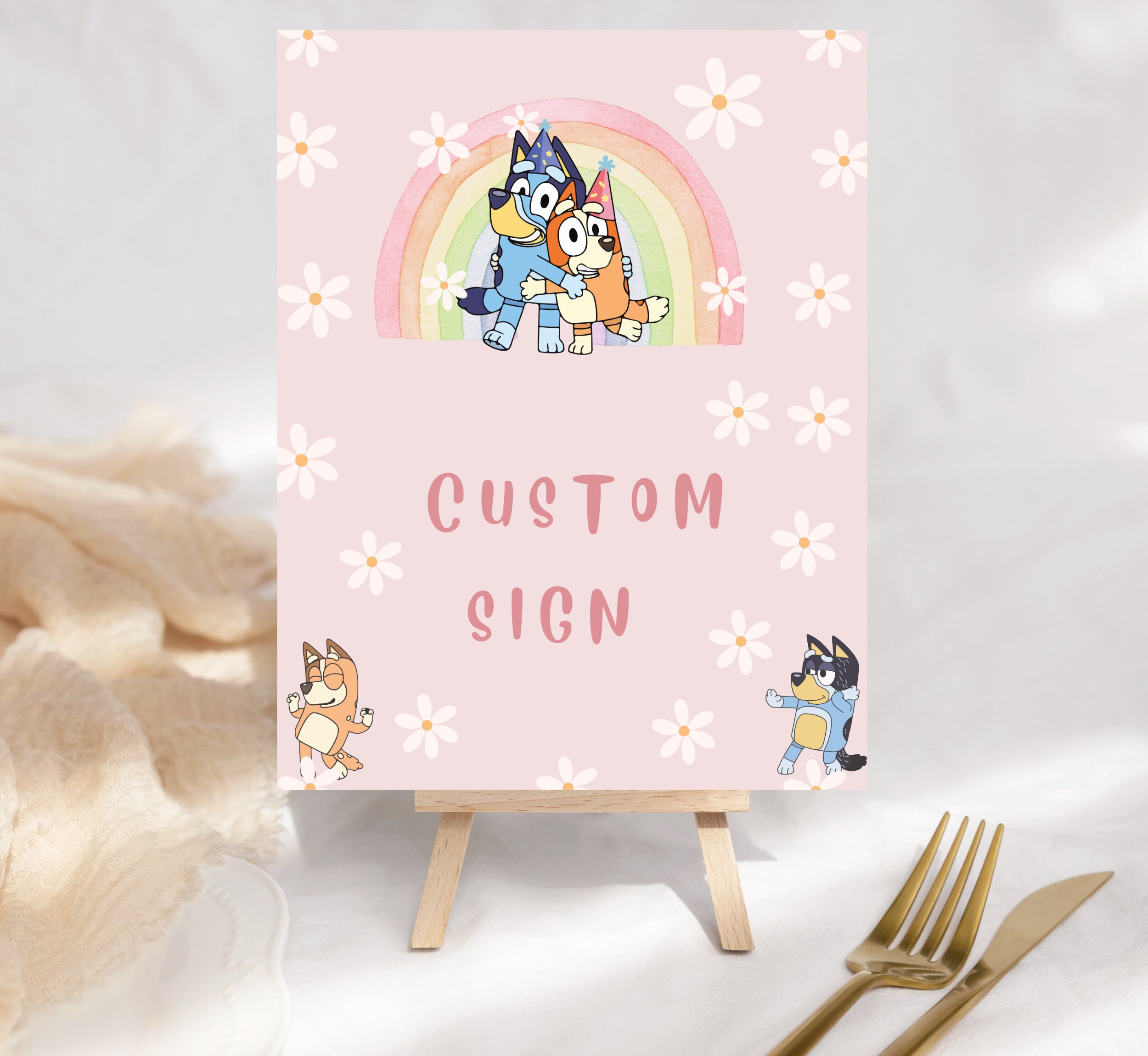 Editable Bluey Girl Custom Signs, Favor Menu Sign Bluey Party Favor ...