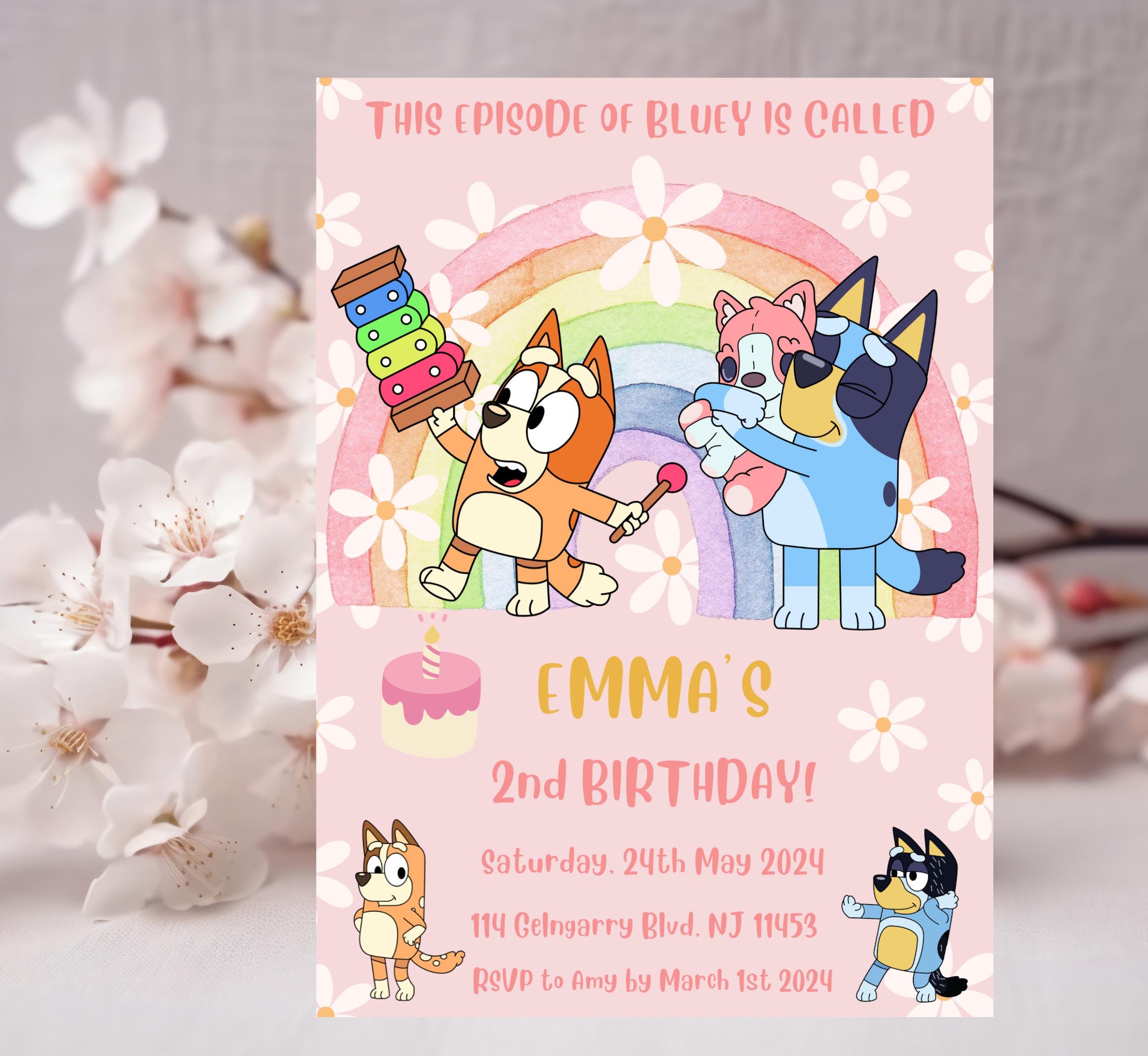 Editable Girl Bluey Birthday Invitation Template, Printable Bluey ...
