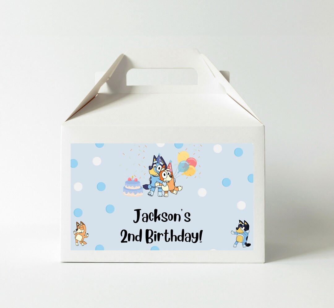 Editable Bluey Boy Gable Box Label, Bluey Party Supplies Label Bluey ...