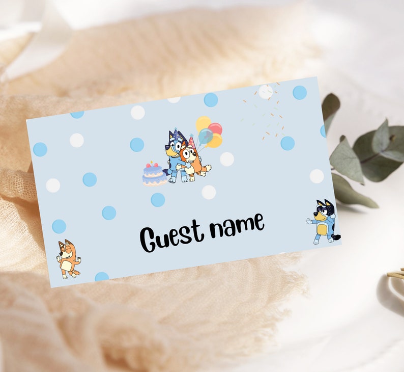Editable Bluey Boy Name Place Cards, Bluey Party Supplies Label Bluey ...