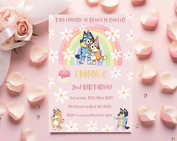 Bluey Modern Aesthetic Invitation - Etsy