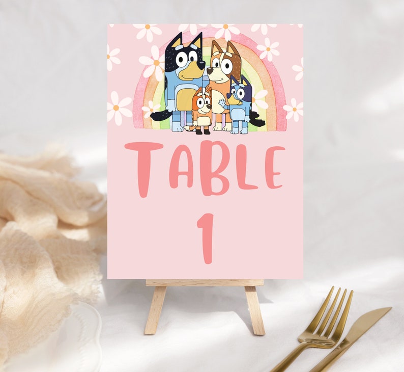 Editable Bluey Girl Table Numbers, Bluey Party Supplies Bluey Party ...