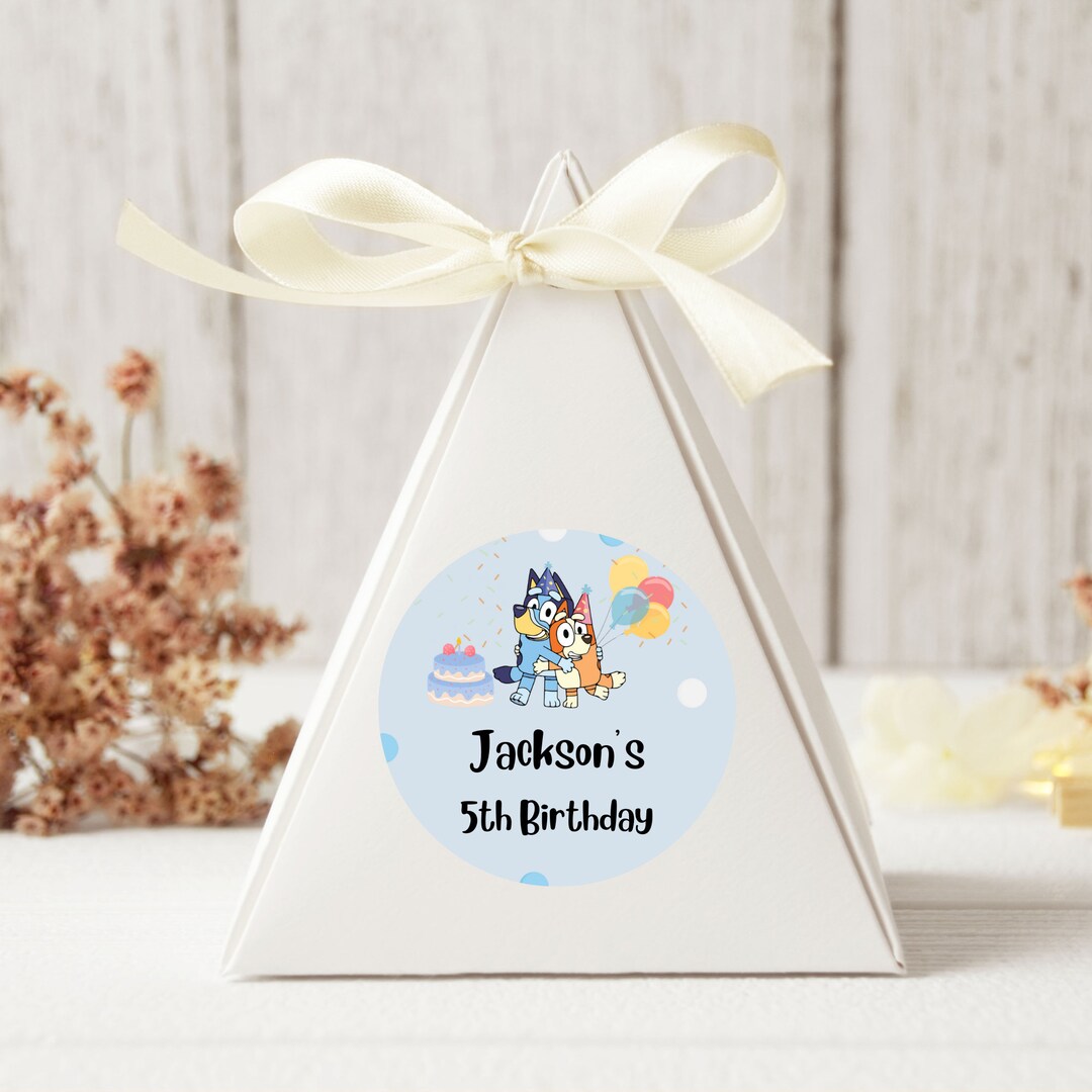 Editable Boy Bluey Birthday Round Favor Tags, Printable Bluey Party ...