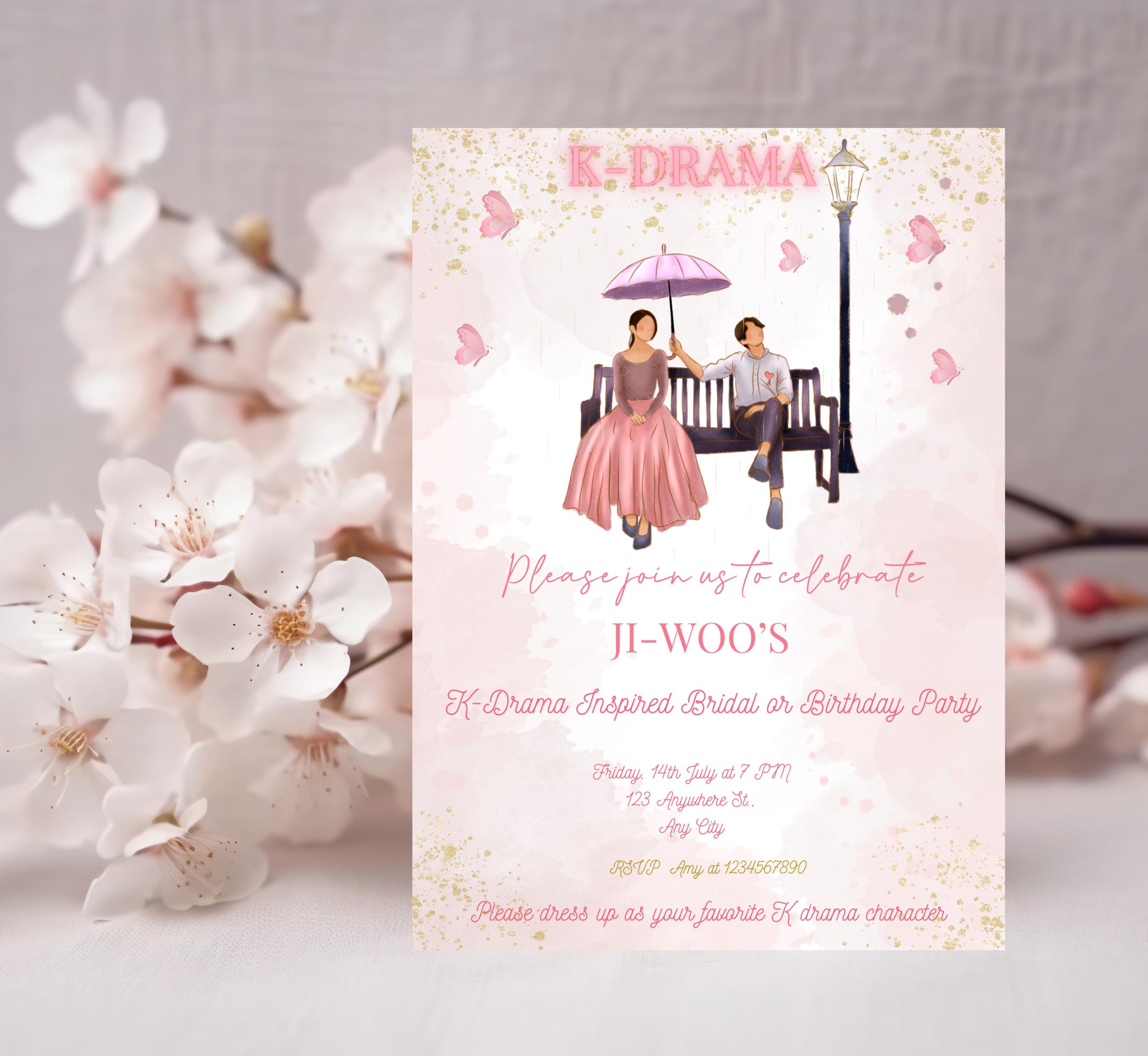 Editable Korean Drama Inspired Bridal Shower Invitation, K Drama ...