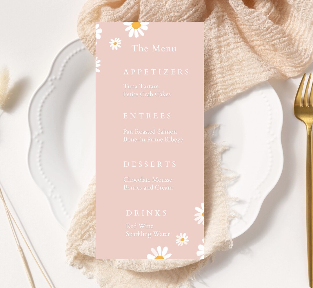Editable Daisy First Birthday Menu Sign, Isn't She Lovely Isn't She ...
