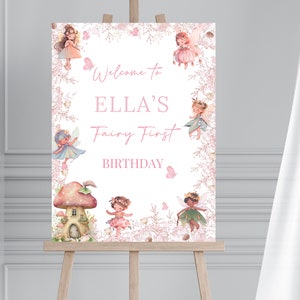 Editable Fairy Birthday Welcome Sign Wildflower Garden Fairy Floral ...