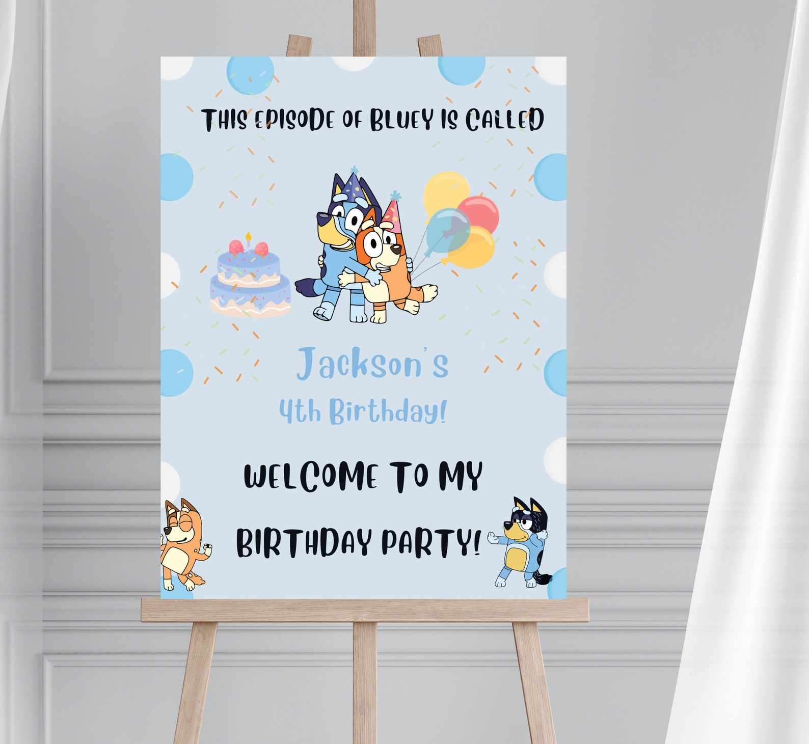 Editable Boy Bluey Birthday Welcome Sign, Printable Bluey Party ...