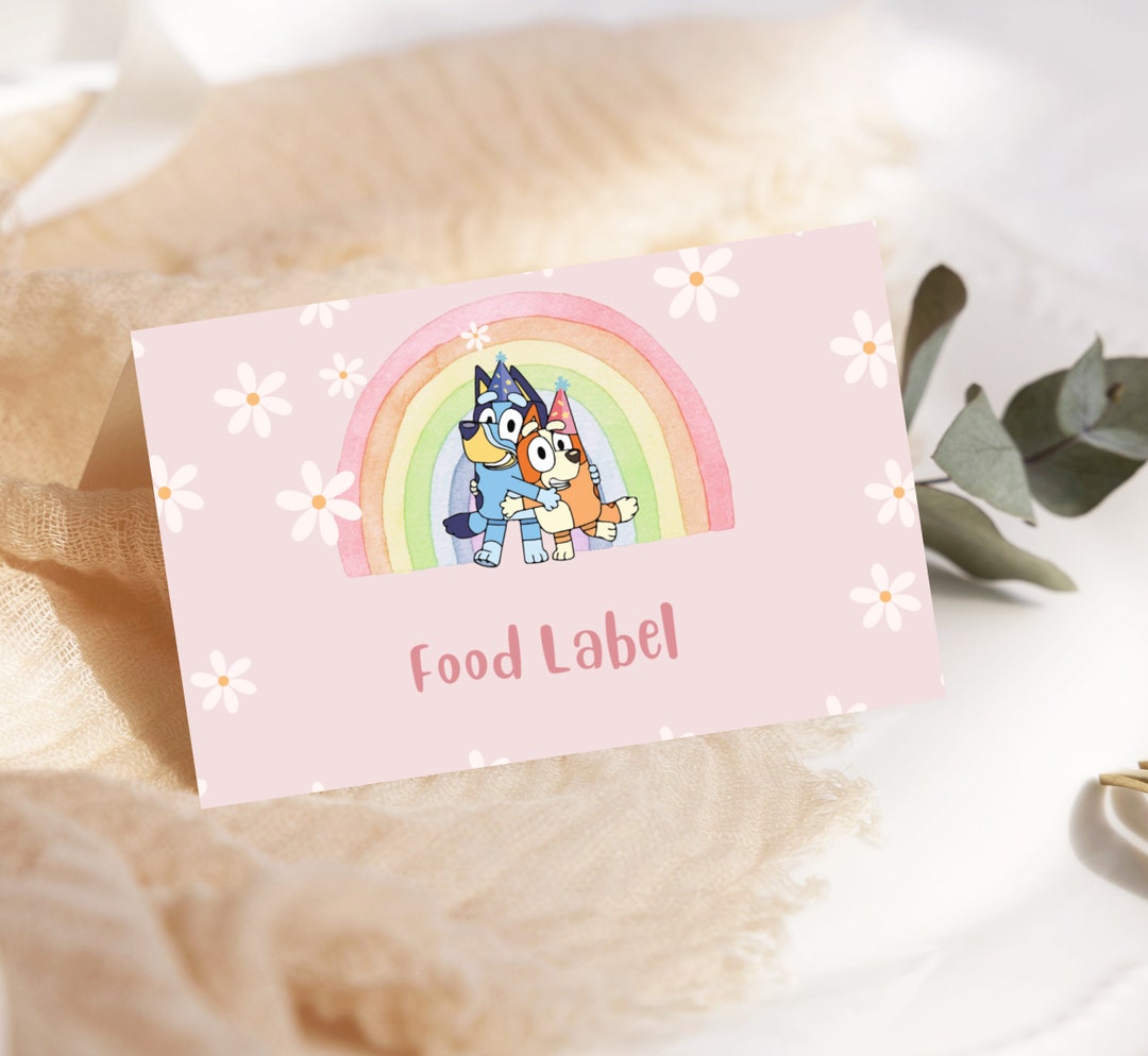 Editable Bluey Girl Food Label Cards, Bluey Party Favor Label Bluey ...