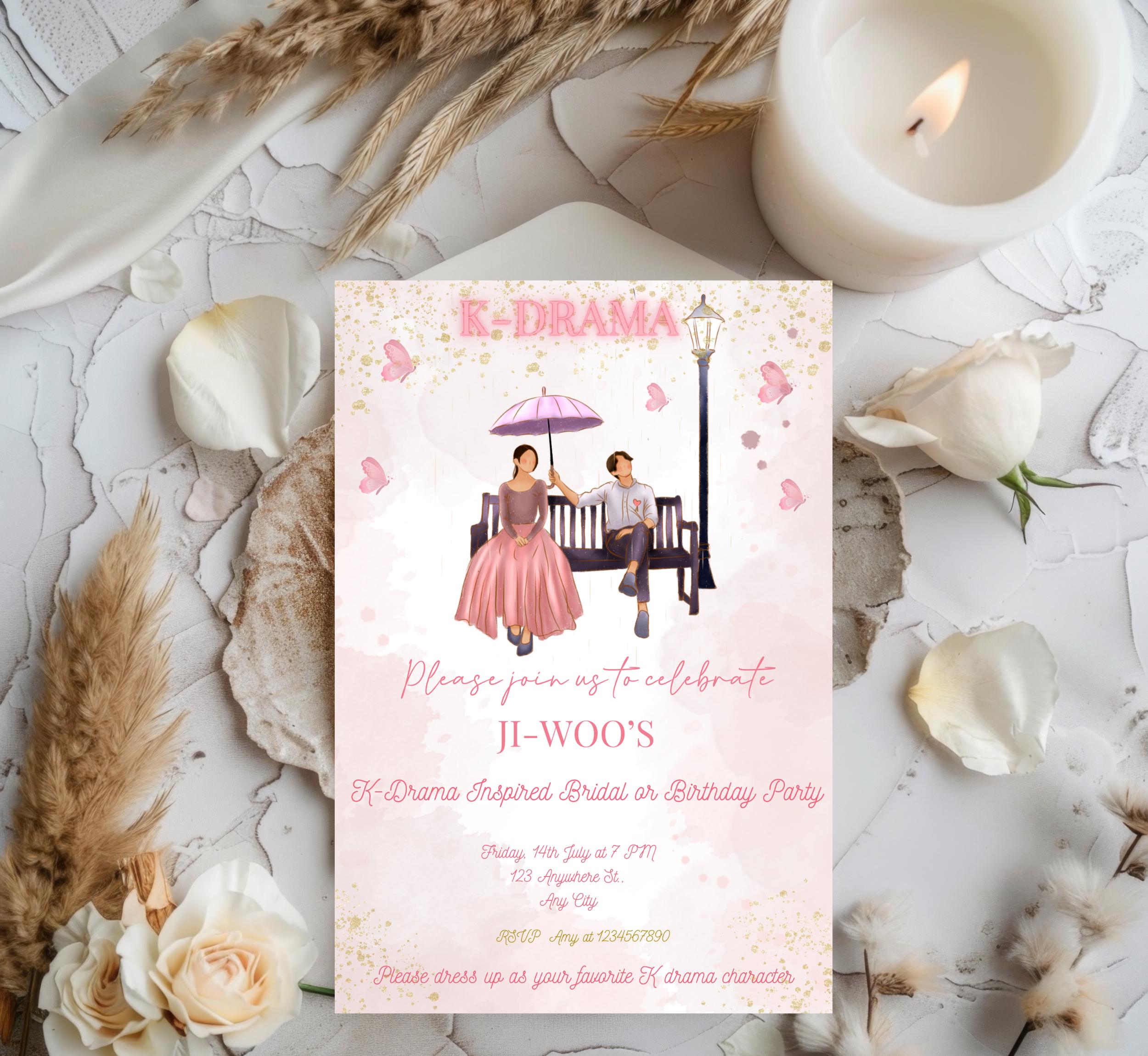 Editable Korean Drama Inspired Bridal Shower Invitation, K Drama ...