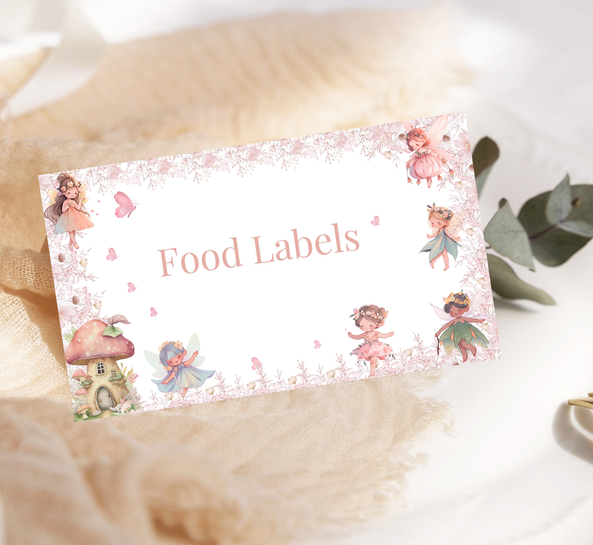 Editable Fairy Birthday Custom Food Labels Wildflower Garden Fairy ...