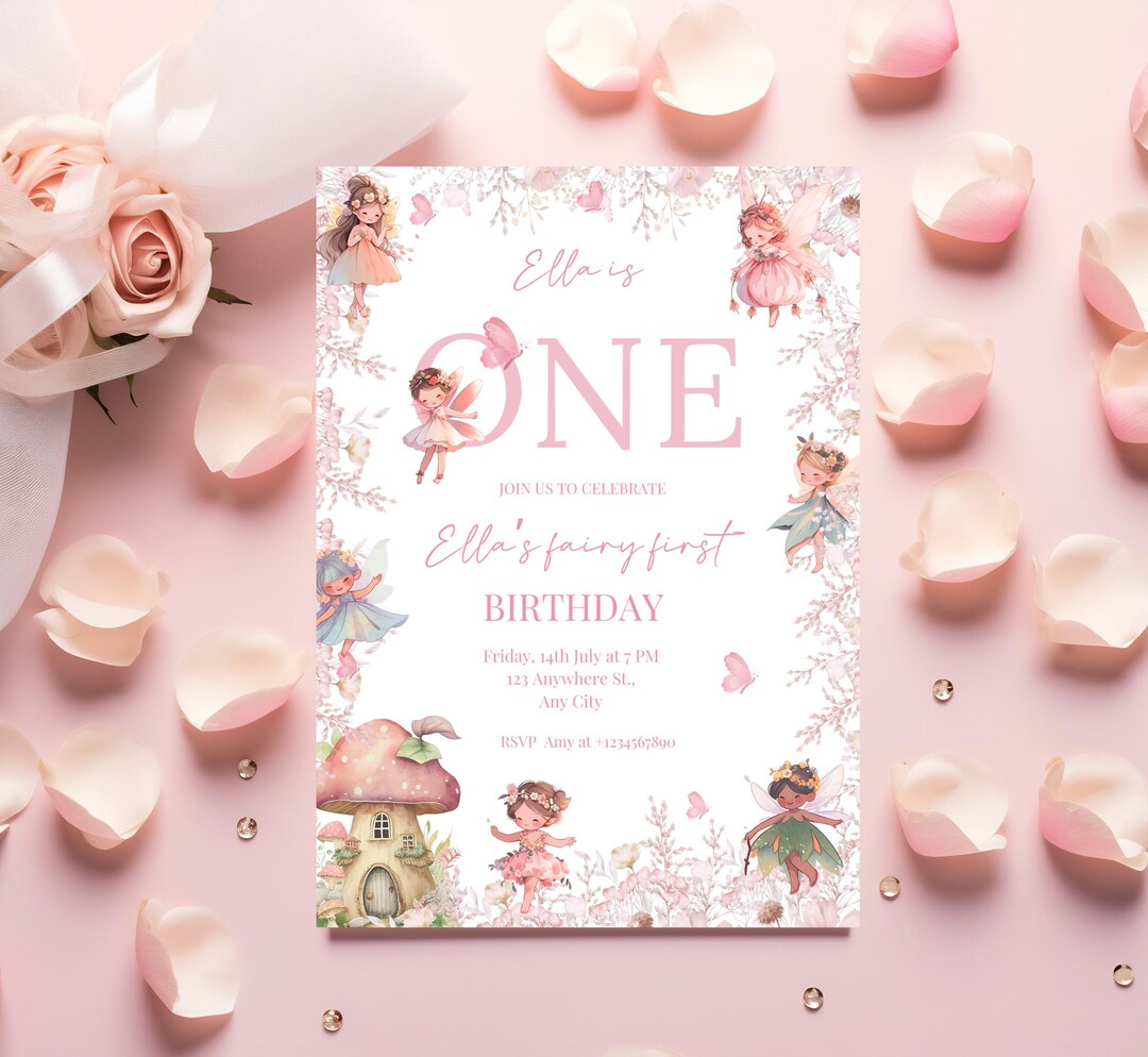 Editable Fairy Birthday Invitation Wildflower Garden Fairy Floral ...