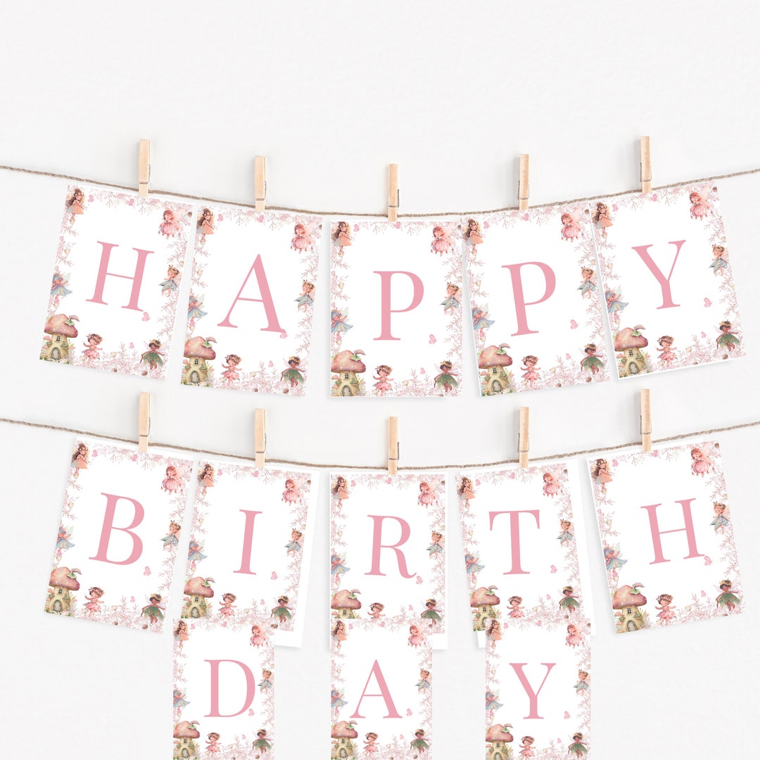 Editable Fairy Birthday Happy Birthday Sign Wildflower Garden Fairy ...