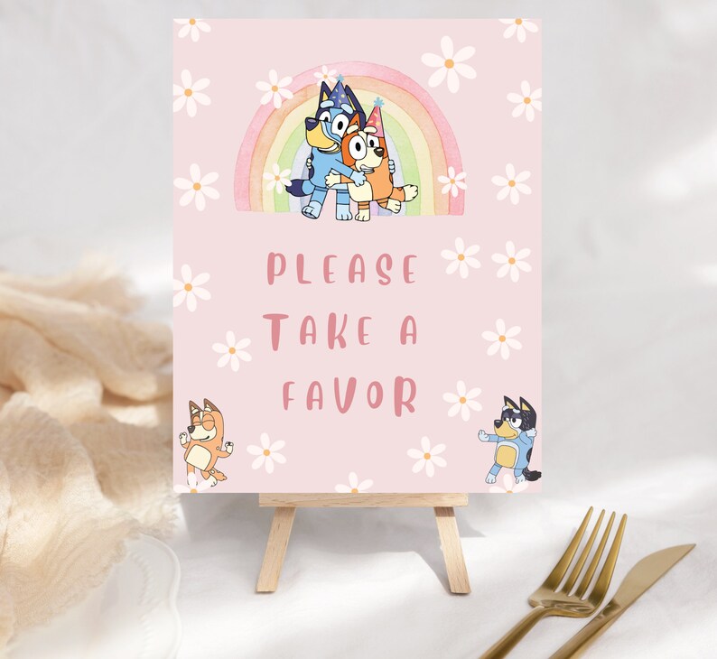 Editable Bluey Girl Custom Signs, Favor Menu Sign Bluey Party Favor ...
