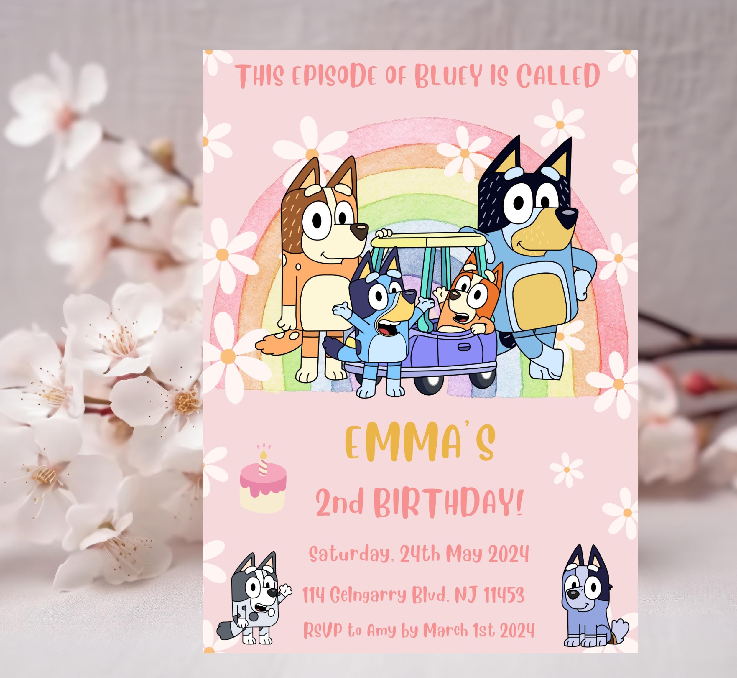 Editable Girl Bluey Birthday Invitation Template, Printable Bluey ...