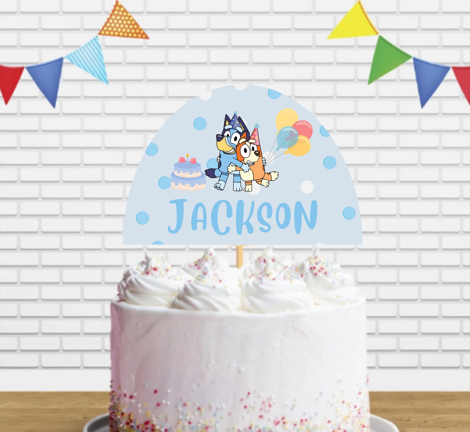 Editable Bluey Boy Cake Topper, Bluey Party Supplies Bluey Party Cake ...