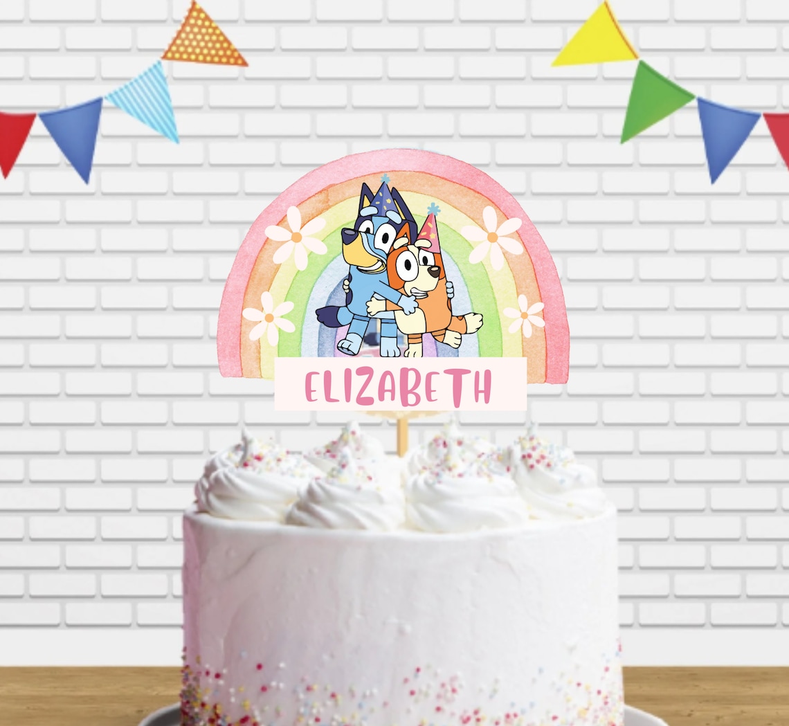 Editable Bluey Girl Cake Topper, Bluey Party Supplies Bluey Party Cake ...