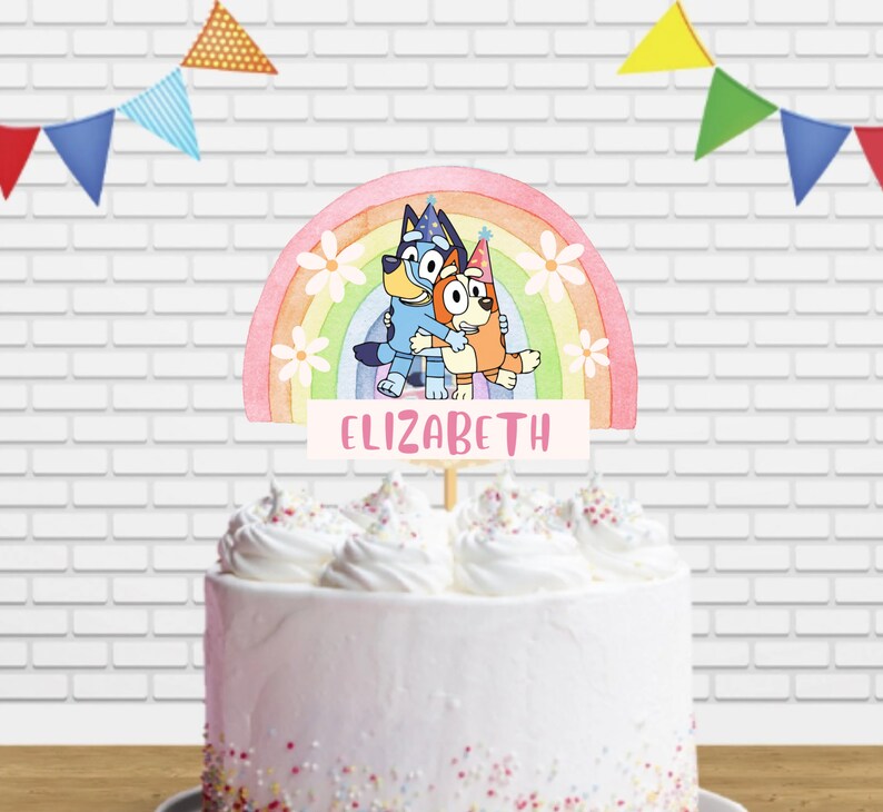Editable Bluey Girl Cake Topper, Bluey Party Supplies Bluey Party Cake ...
