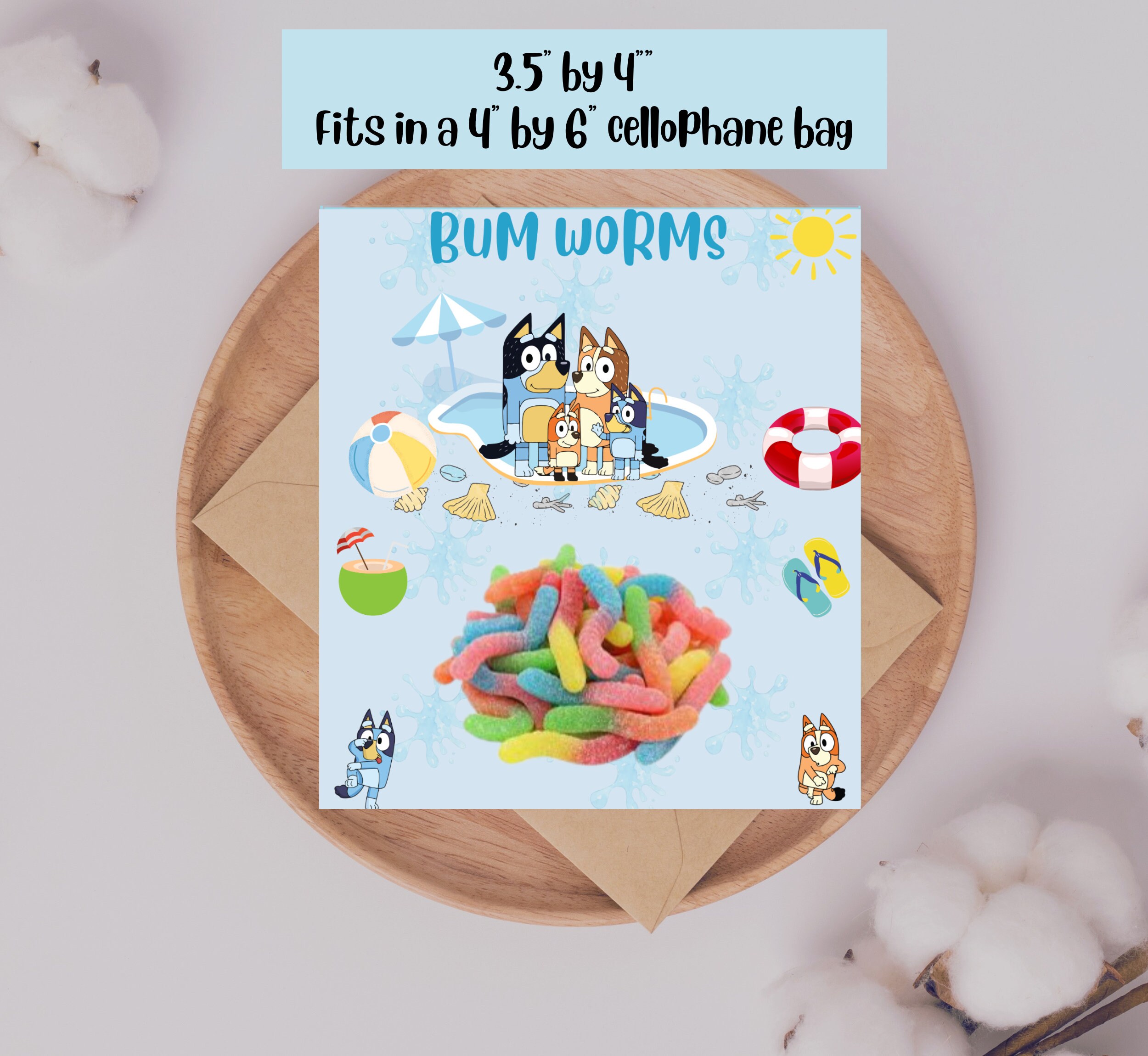 Bum Worms Bluey Pool Beach Party Favors for Gift Party Blue Dog Theme ...
