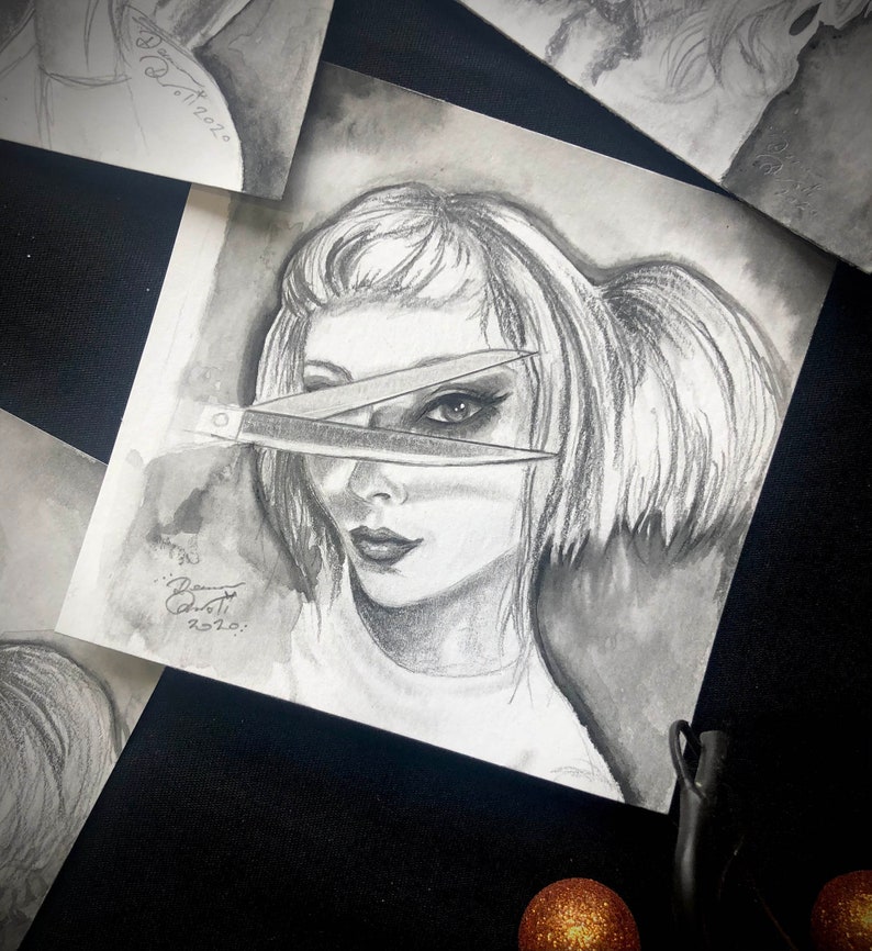 Scissor Eye / Pippsy Pinwheel / Goth Girl / Dead Doll Art / - Etsy