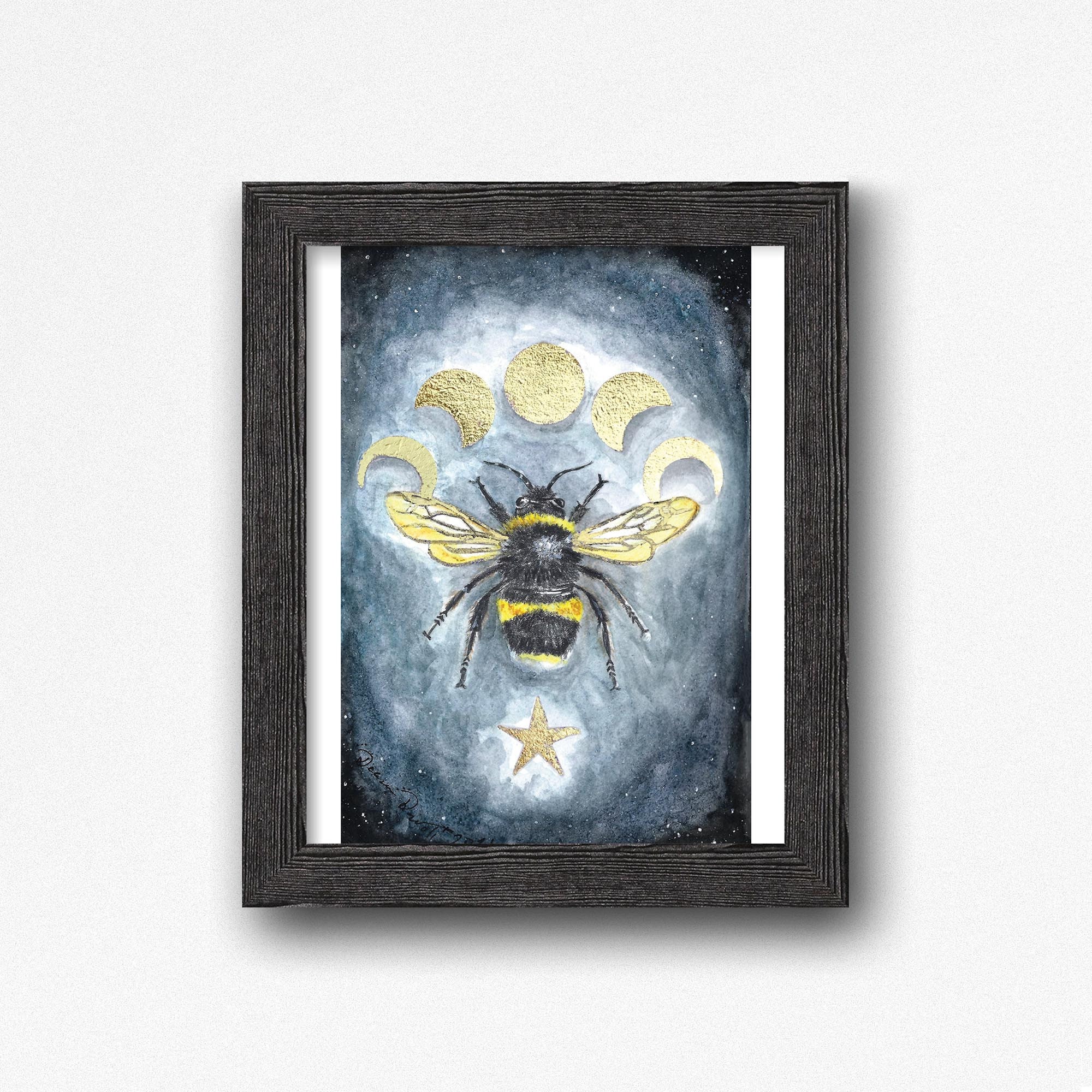Honey Bee Wall Decor / Moon Phases Art Print / Full Moon / - Etsy