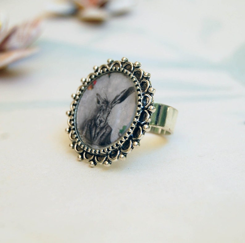 March Hare Ring Victorian Gothic Ring Silver Adjustable Rabbit - Etsy