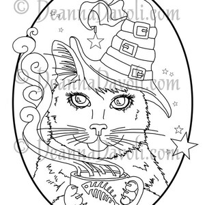 Black Cat Coloring Page Witch Cat Art Printable Coloring Page Animal ...