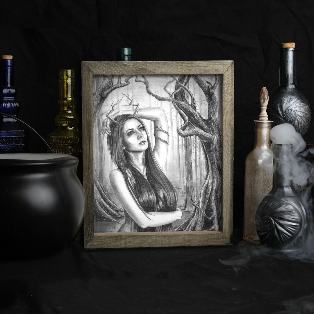 Ancient Dryad / Art Print / Tree Spirit / Pencil Drawing / Wall Art ...