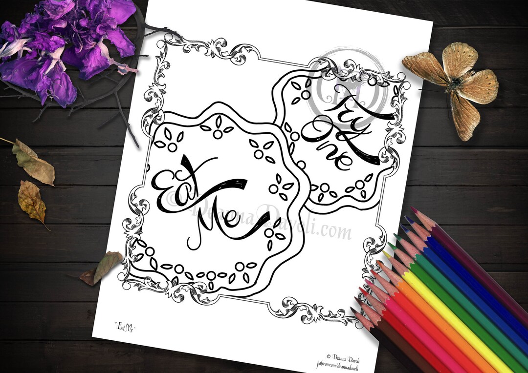 Alice in Wonderland Coloring Page / Eat Me / Printable / Digital ...