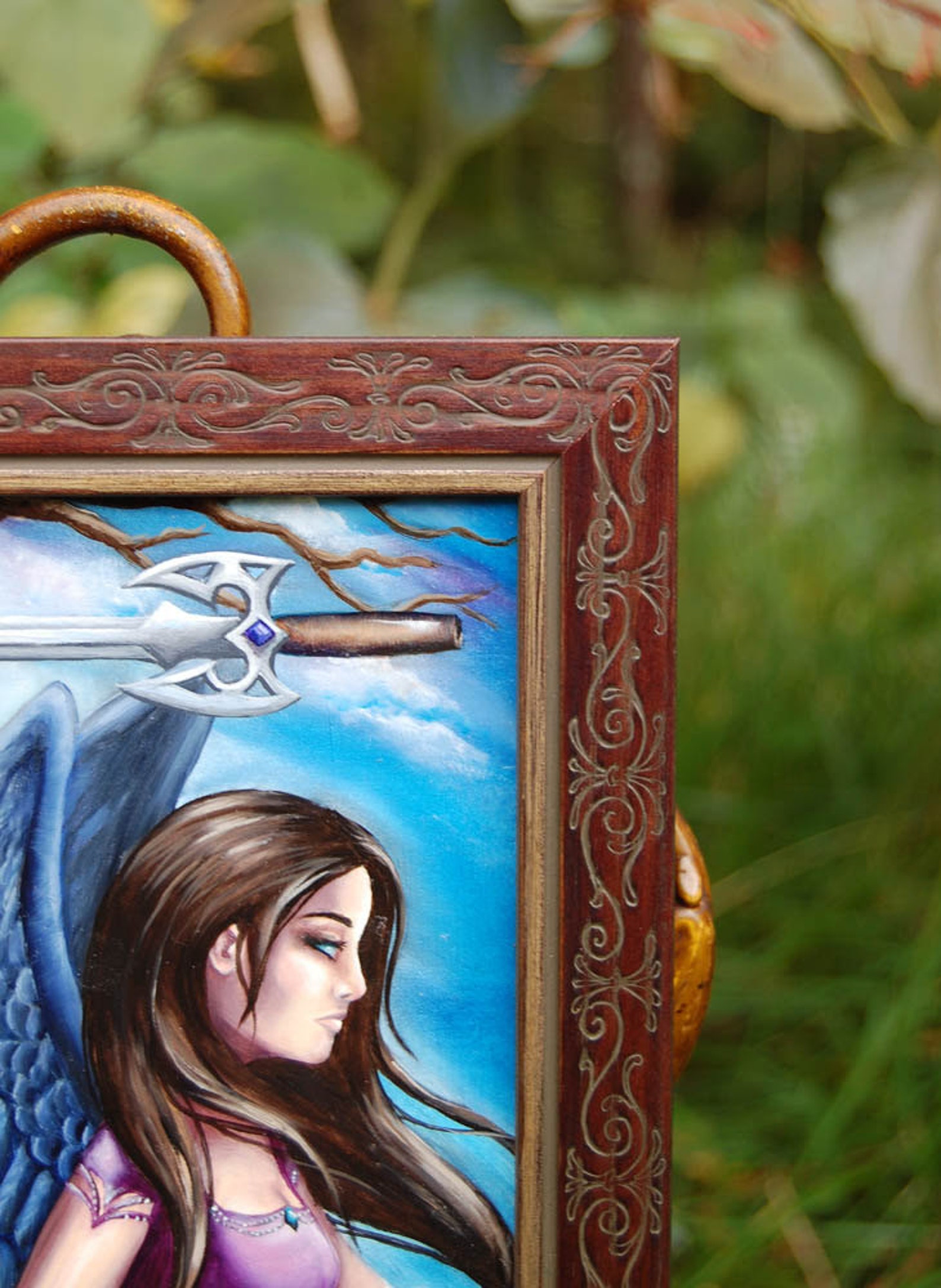 5 of Swords ORIGINAL Art Original Painting Oil Painting Angel - Etsy
