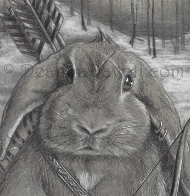 Rabbit Art Print / Warrior Bunny / Celtic Knots / Bow and - Etsy