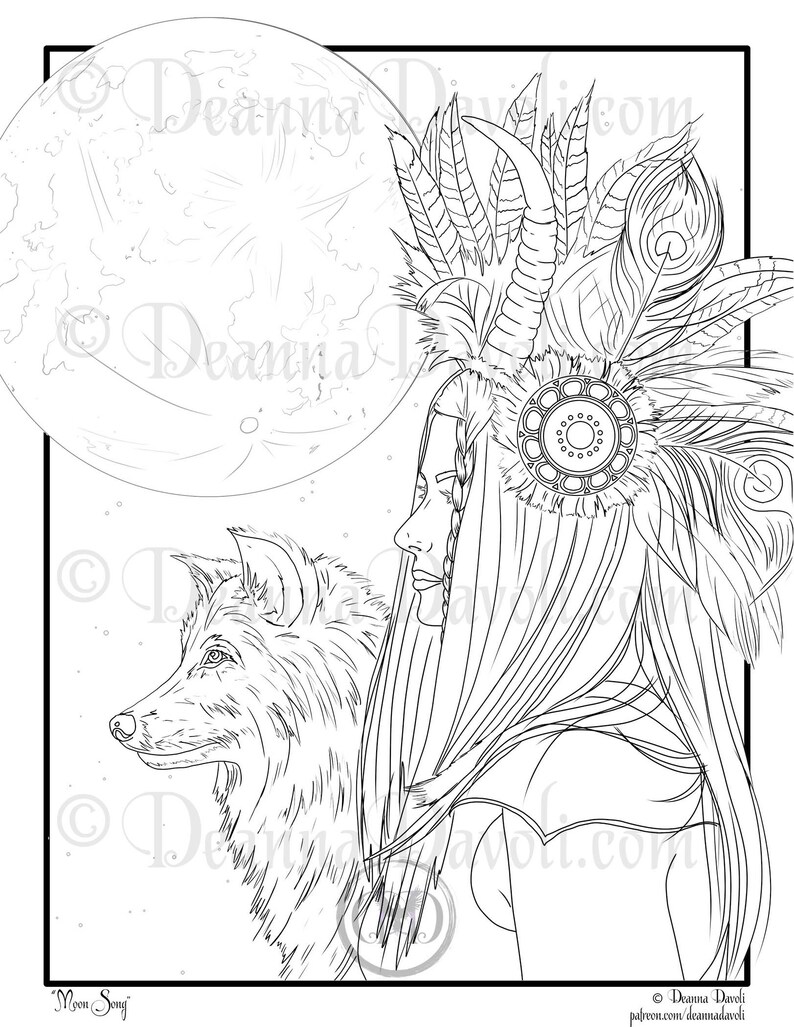 Viking Coloring Page Wolf Coloring Page Native American | Etsy