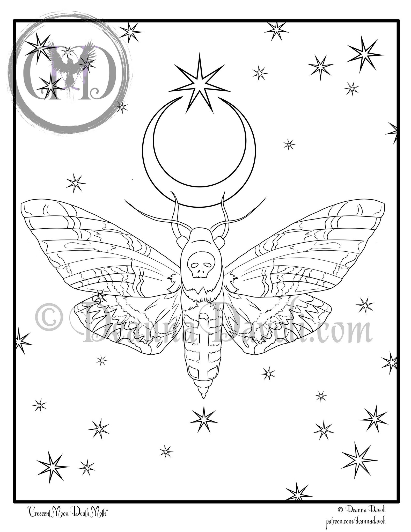 Death Moth Coloring Page / Moon Phase Printable / Digital - Etsy Singapore