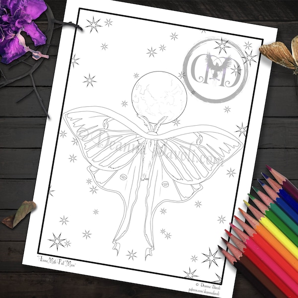 Luna Moth Coloring Page - Etsy