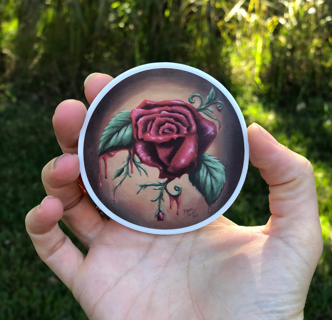 Red Rose Sticker / Bleeding Rose Sticker / Flower Sticker / - Etsy