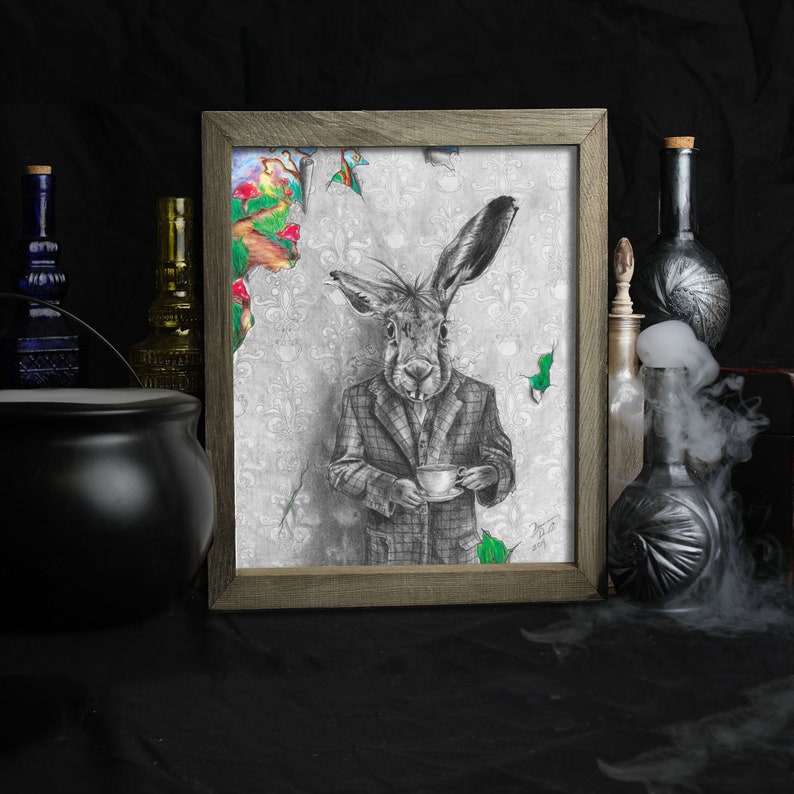 März Hase / Alice im Wunderland Kunstdruck / Gothic Dekor / - Etsy.de