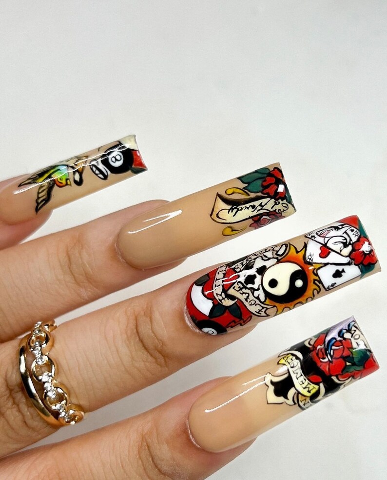 Ed Hardy Press on Nails - Etsy