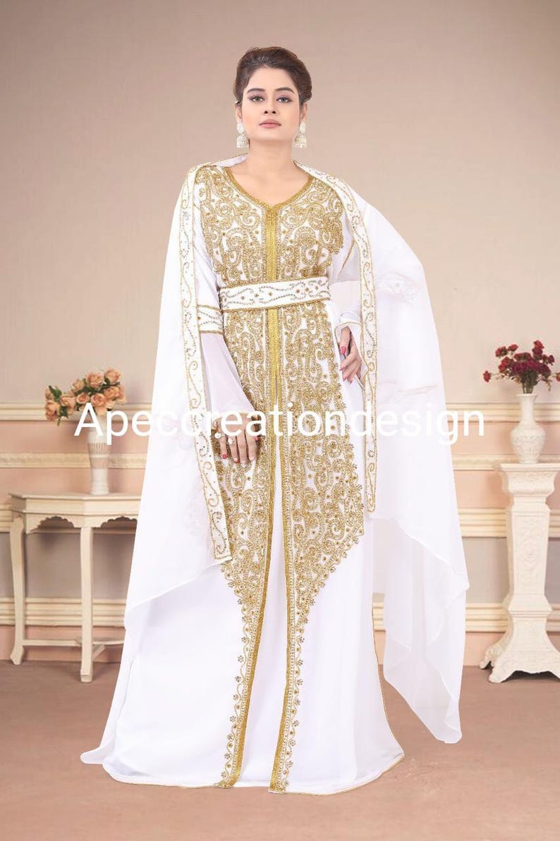 Dubai Moroccan Kaftan Arabic Abaya Maxi Hand Beaded Caftan Farasha ...