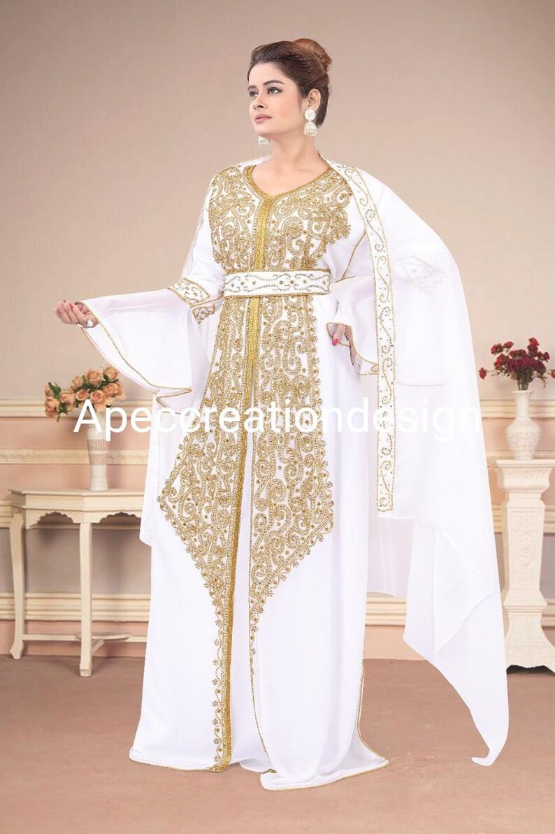 Dubai Moroccan Kaftan Arabic Abaya Maxi Hand Beaded Caftan Farasha ...