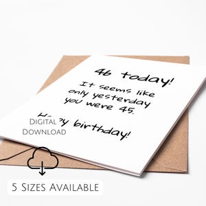 46th Birthday Card Printable Funny 46th Bday Card for Him or Her 46 ...