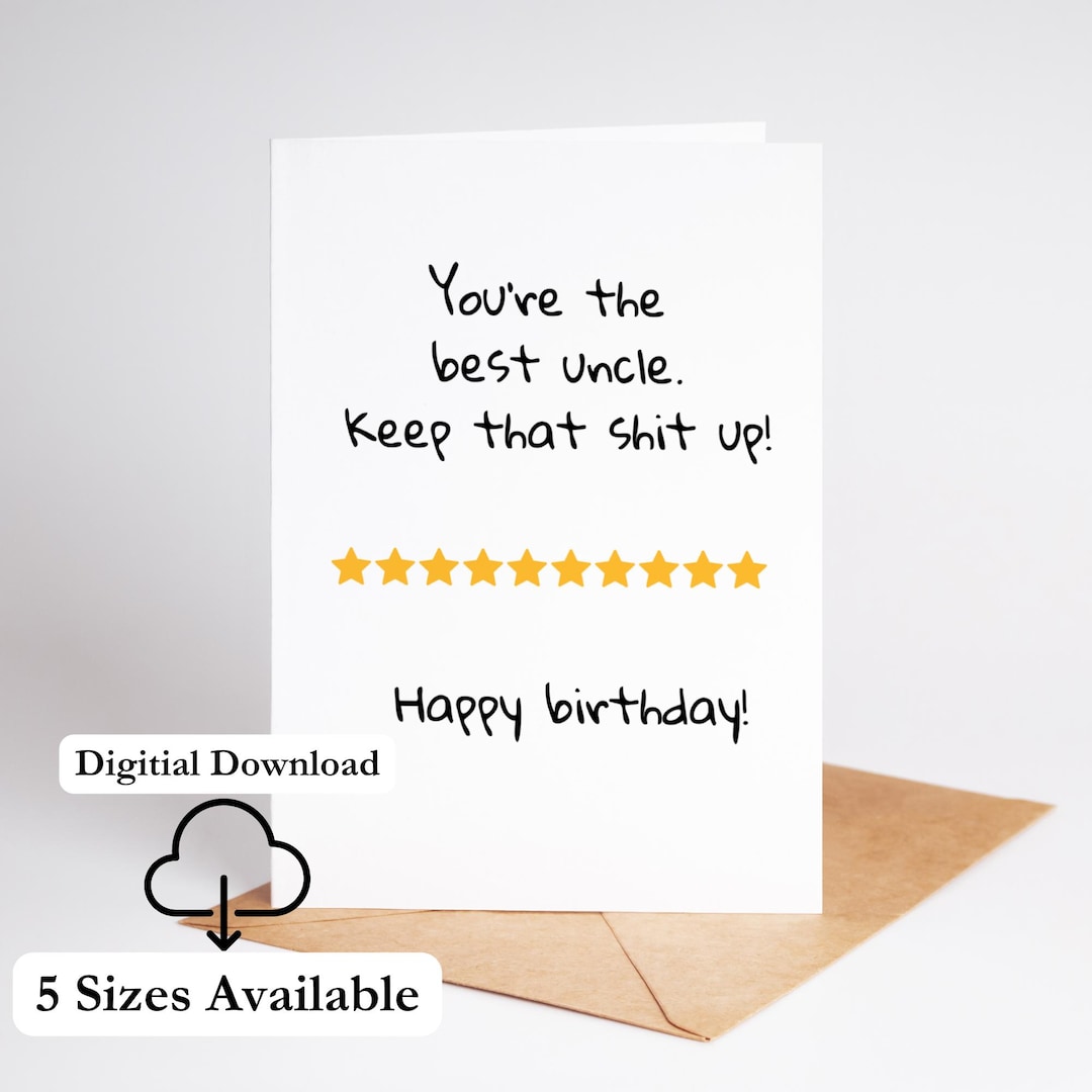 Birthday Card for Uncle Printable Funny Best Uncle Birthday Card Print ...