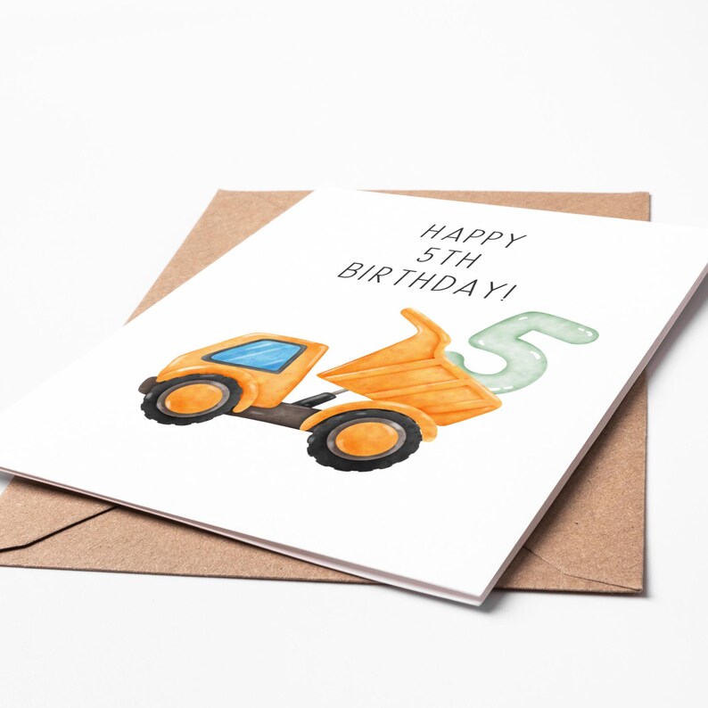 5th Birthday Card Printable Fifth Birthday Card for Boy Dump Truck ...