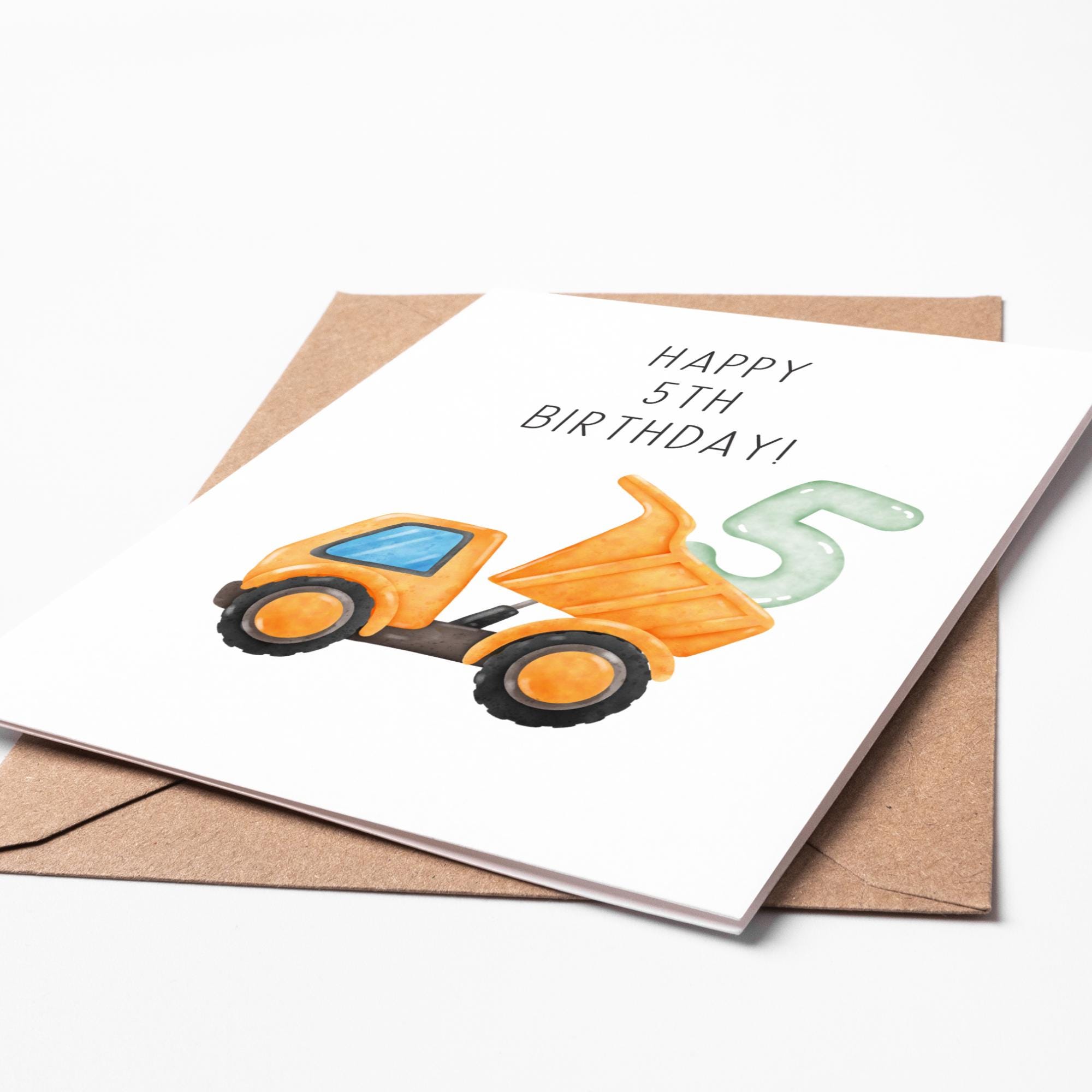 5th Birthday Card Printable Fifth Birthday Card for Boy Dump Truck ...