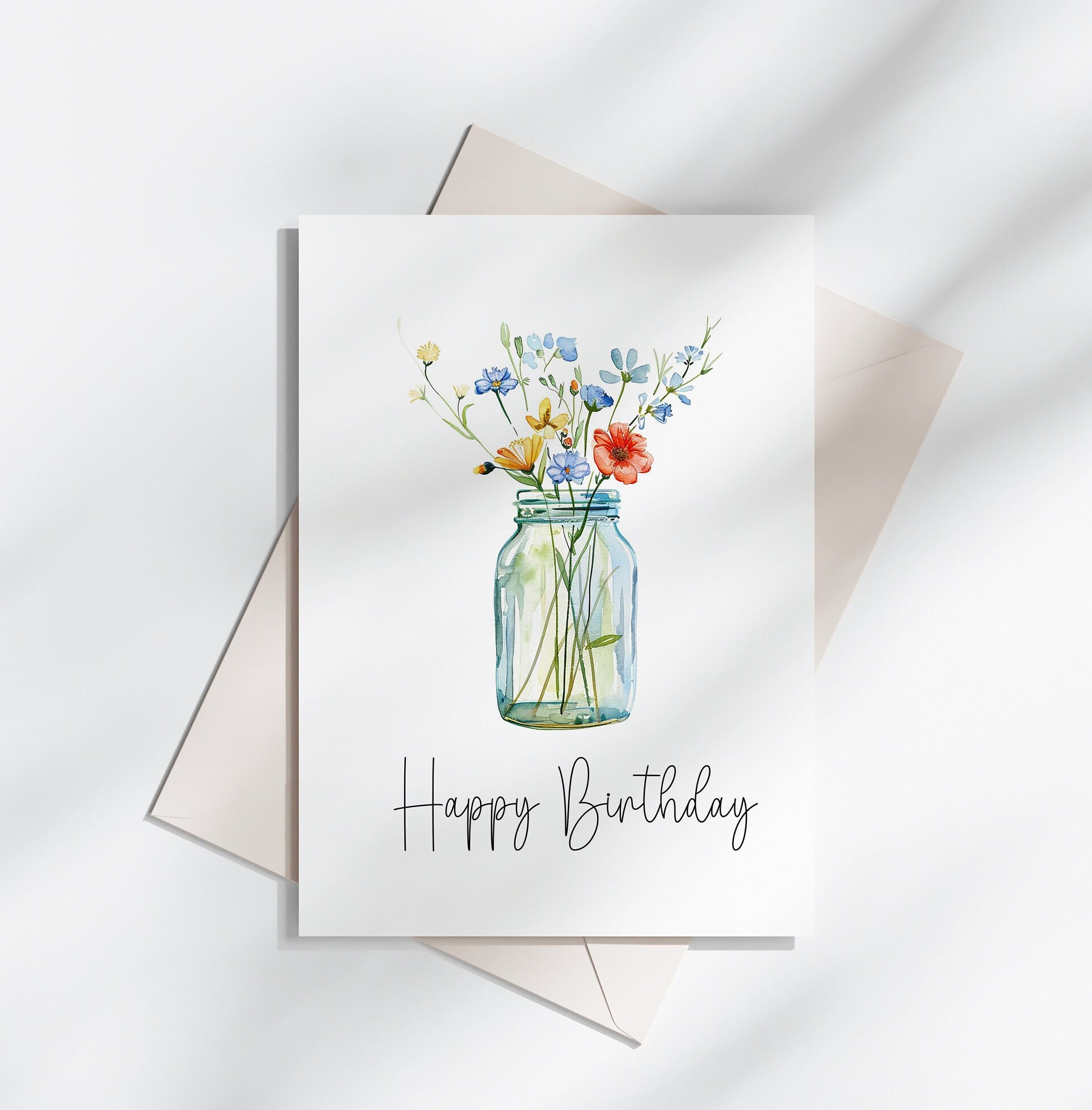 Printable Wild Flower Birthday Card Wildflower Printable Birthday Card ...