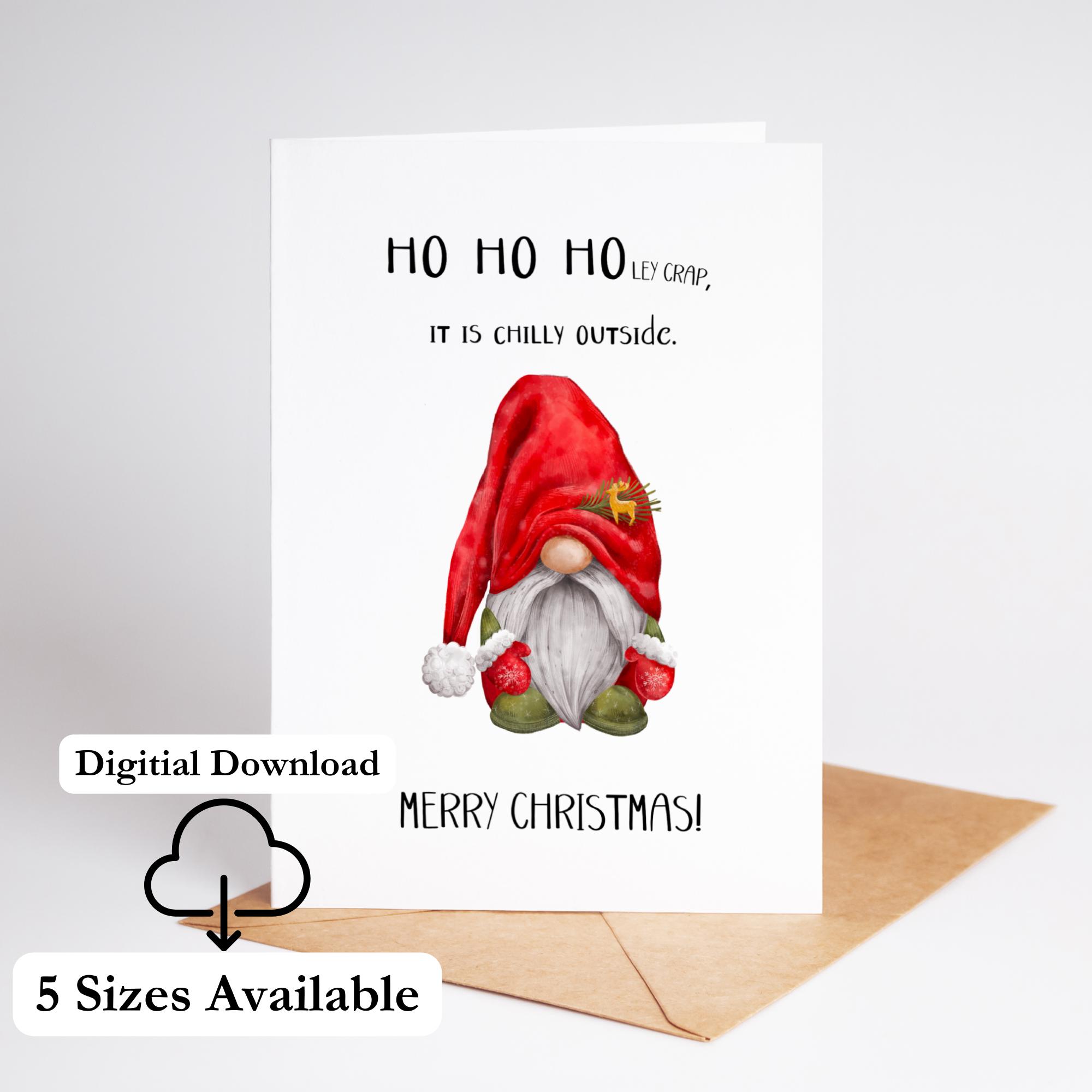 Gnome Christmas Card Printable Funny Xmas Card Ho Ho Ho Ley Crap It's ...