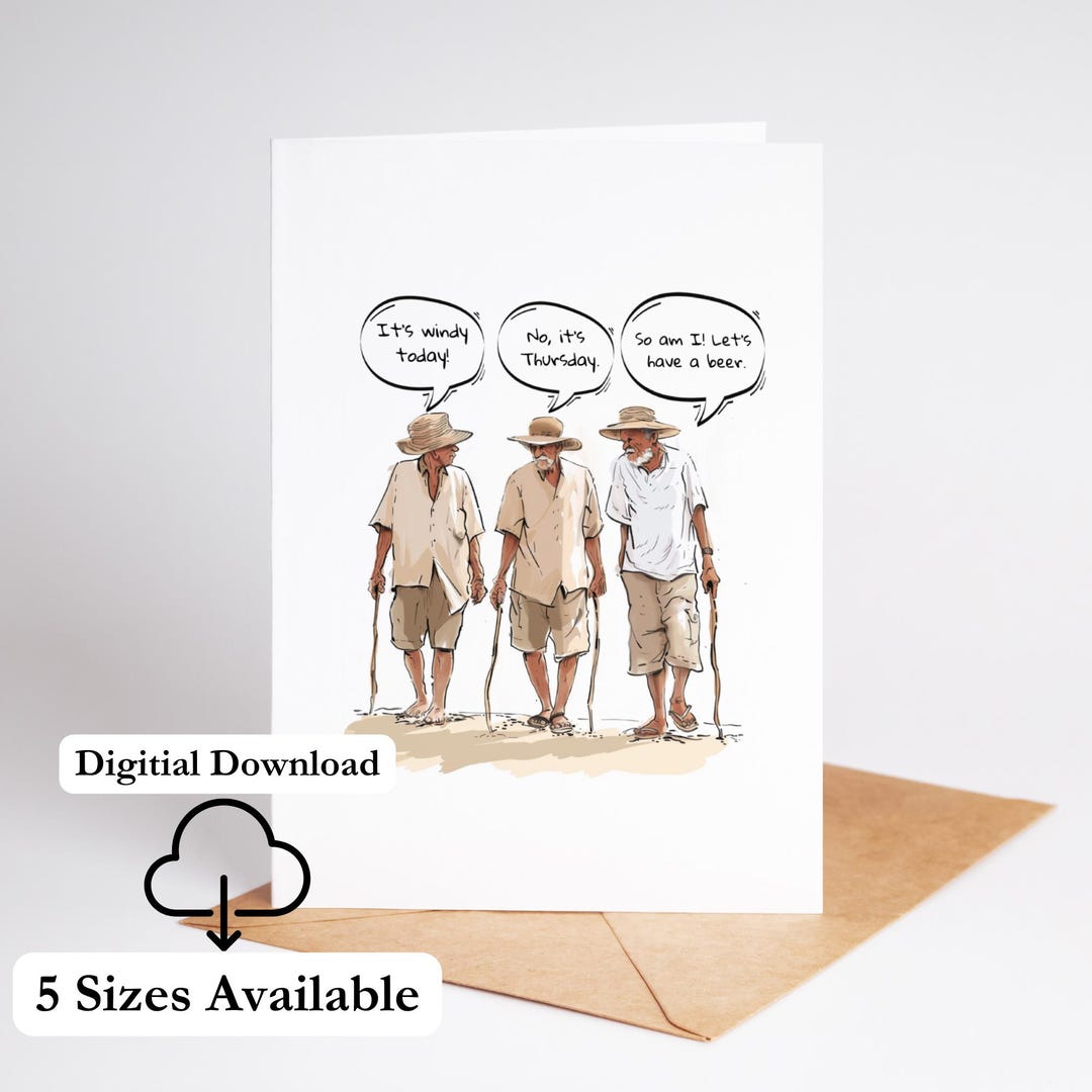 Funny Old Man Card Printable Senior Birthday Card for Dad or Grandpa ...
