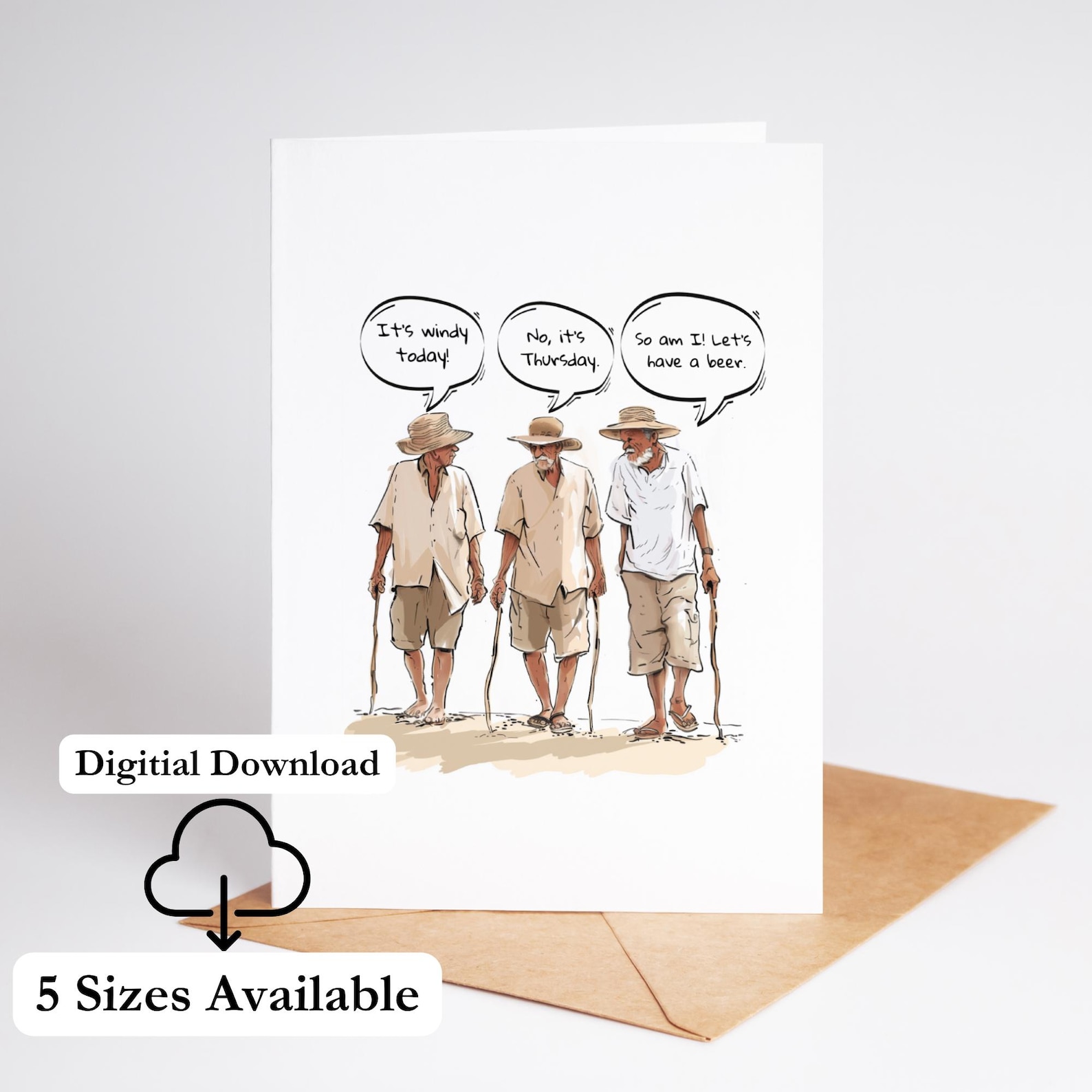 Funny Old Man Card Printable Senior Birthday Card for Dad or Grandpa ...