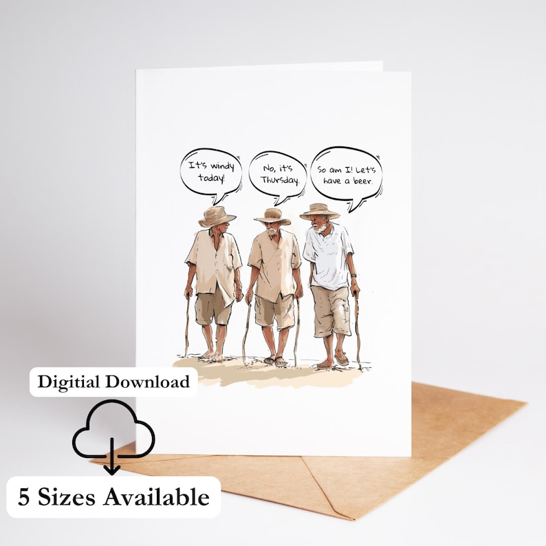Funny Old Man Card Printable Senior Birthday Card for Dad or Grandpa ...