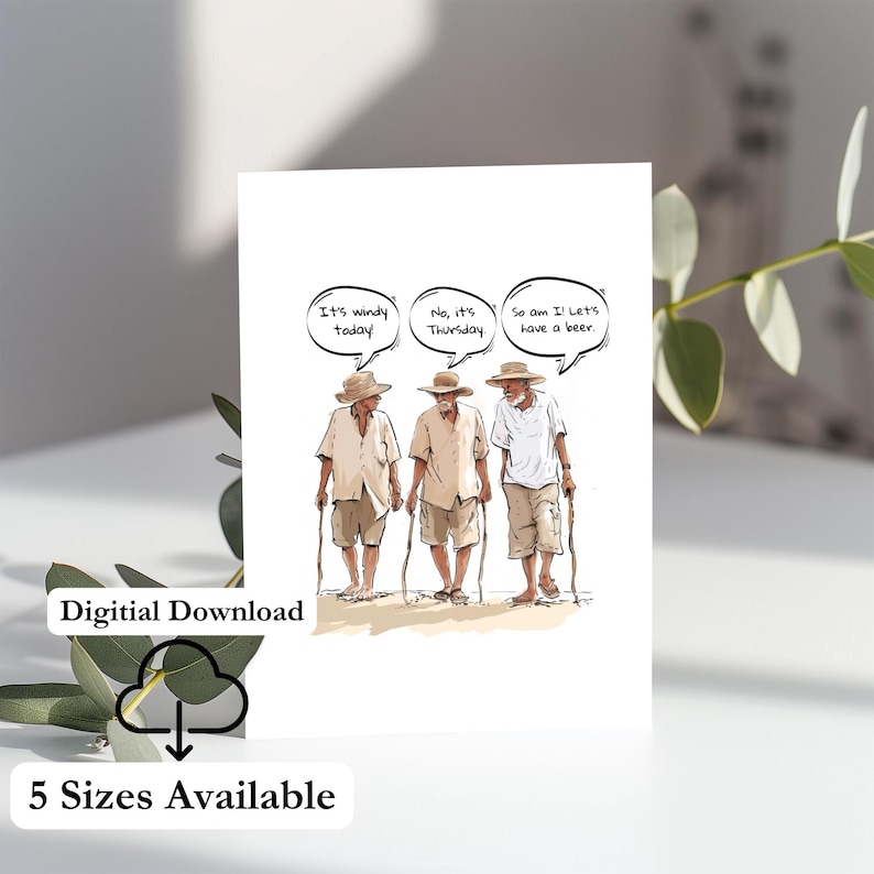 Funny Old Man Card Printable Senior Birthday Card for Dad or Grandpa ...