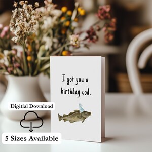 Birthday Cod Funny Printable Dad Joke Bday Card for Him Husband Fishing ...